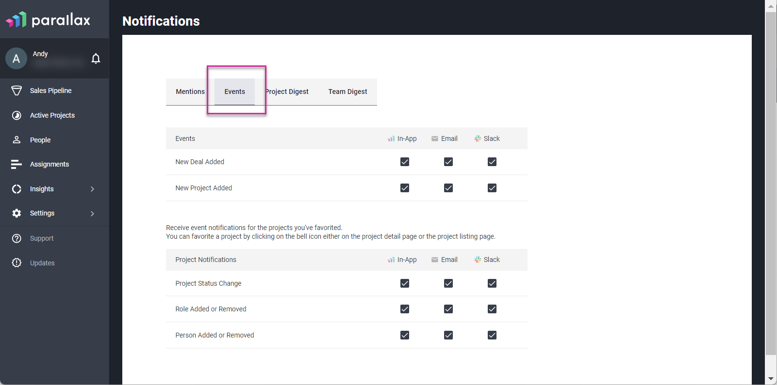 Notifications – Parallax