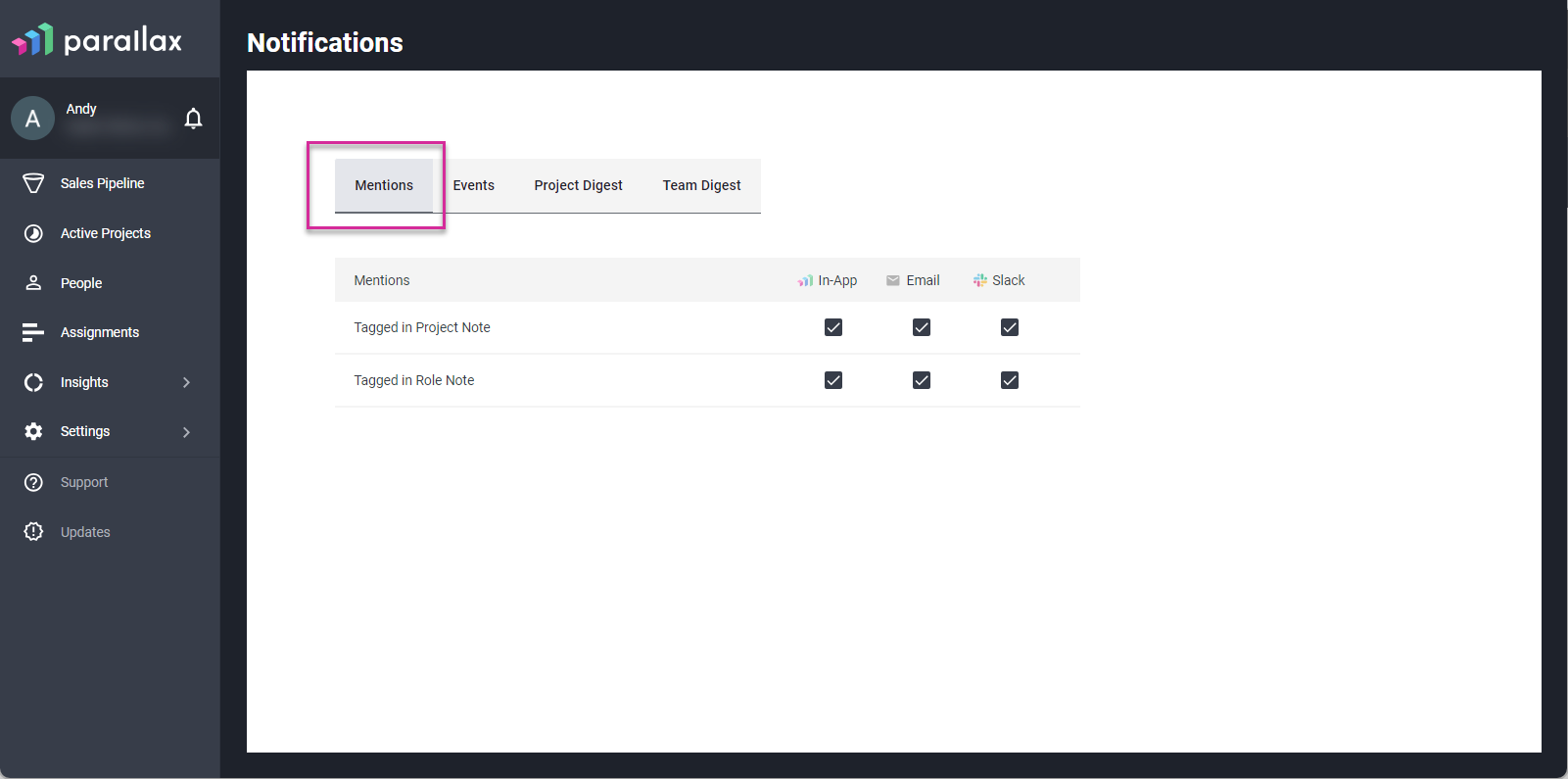 Notifications – Parallax