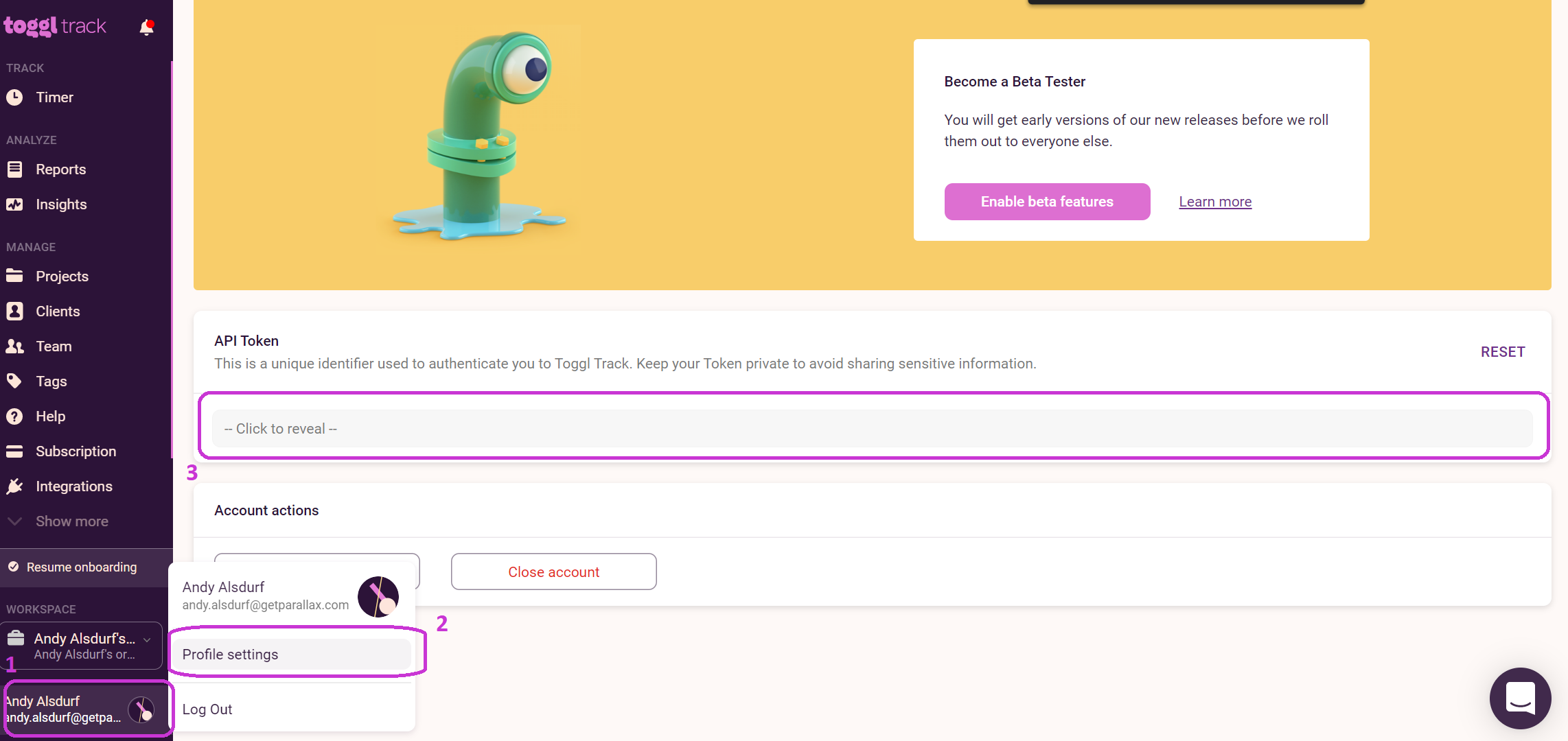 Toggl Integration Set Up – Parallax